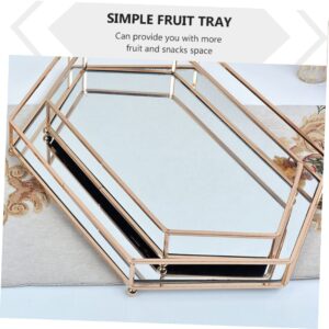 Parliky Display Practical Home Skincare Gold L Vanity Tray Style Containers Storage Holder Bathroom Platter Creatively Makeup Trinket Organiser Ring Bedroom Shaped Glass Snack Organizer