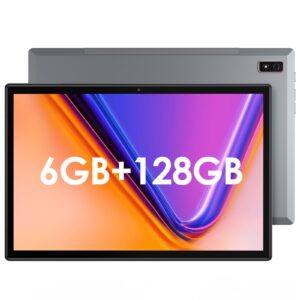 android tablet 10 inch, 6gb ram 128gb storage, 1.8ghz 8-core, kids space, 300nits brightness 1080p fhd display, 7000mah, 2.4g+5g wifi, gyroscope, gps, metal body, plimpad p60 space gray