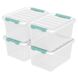 uumitty 4-pack 20 quart clear storage bins, stackable plastic storage latches box/containers with lid