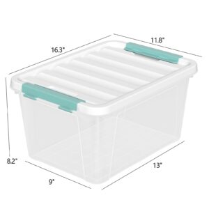 Uumitty 4-Pack 20 Quart Clear Storage Bins, Stackable Plastic Storage Latches Box/Containers with Lid