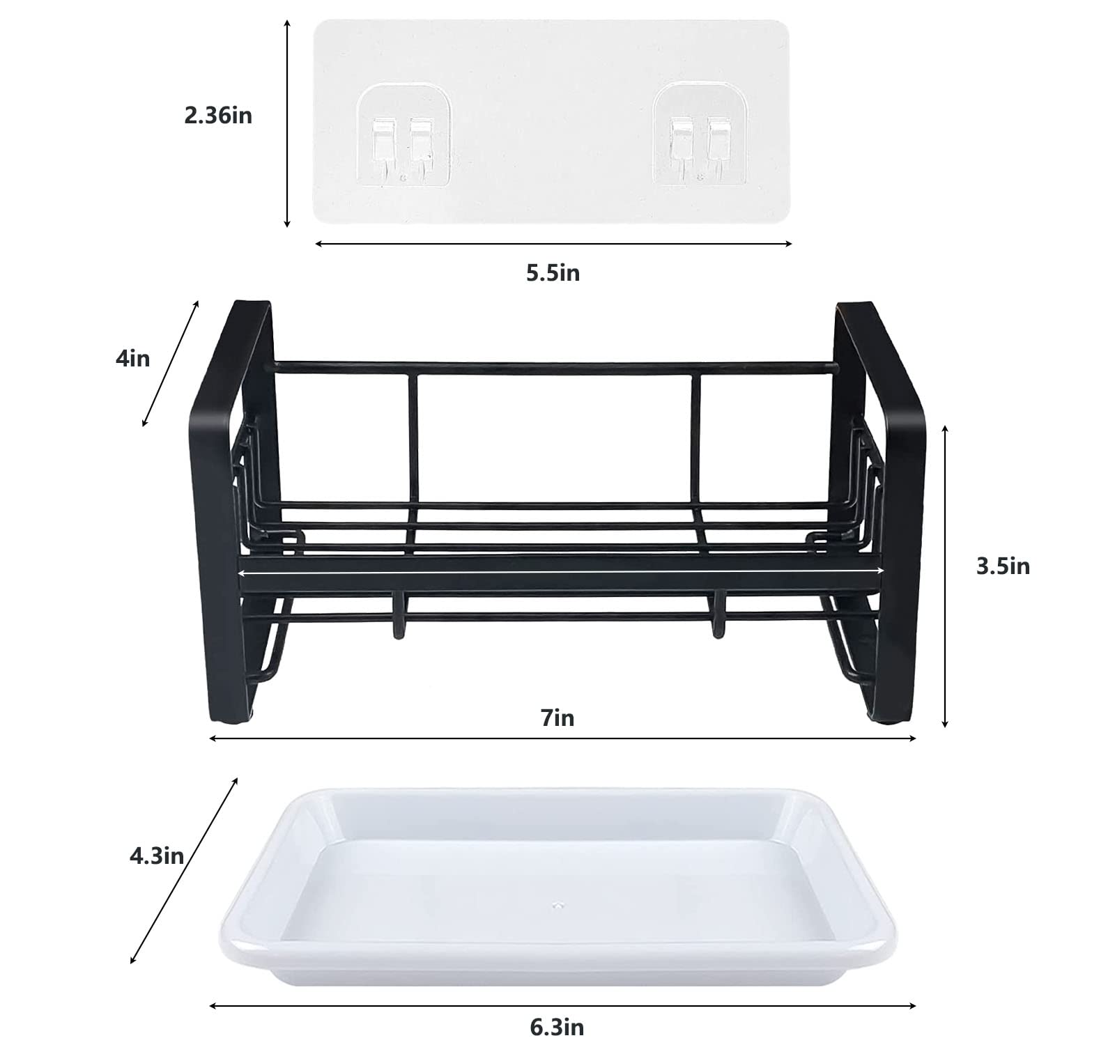 TWORIDER Kitchen Sink Caddy Sponge Holder,304 Stainless Steel Sink Caddy Sponge Holder Kitchen Sink Organizer,Sponge Holder For Kitchen Sink with Removable Drain Tray,Not Including Dispenser and Brush