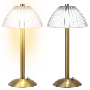 liliful 2 pcs mushroom led portable cordless gold table lamp touch rechargeable battery desk lamp gold battery operated lamp 3 color dimmable gold lamp dining desk lamp for bedroom living room