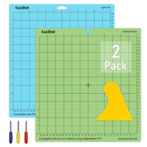 16 pack cutting mats for cricut - lya vinyl variety cutting mats for 12"x12" vinyl, cutting mats for vinyl(standardgrip, lightgrip, stronggrip, fabricgrip) for cricut explore air series & accessories