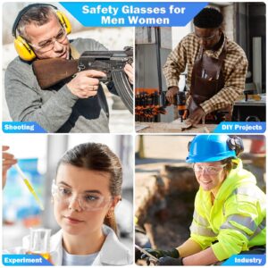 WFEANG Clear Safety Glasses Bulk of 4, Protective Eyewear for Men Women, ANSI Z87.1 Eye Protection Goggles with Clear Protective Lens for Work, Shooting, Lab,Cycling(Clear-4pack)