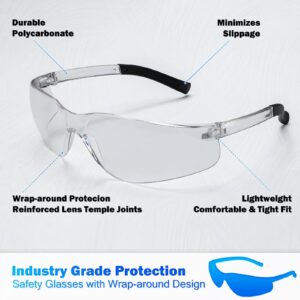 WFEANG Clear Safety Glasses Bulk of 4, Protective Eyewear for Men Women, ANSI Z87.1 Eye Protection Goggles with Clear Protective Lens for Work, Shooting, Lab,Cycling(Clear-4pack)