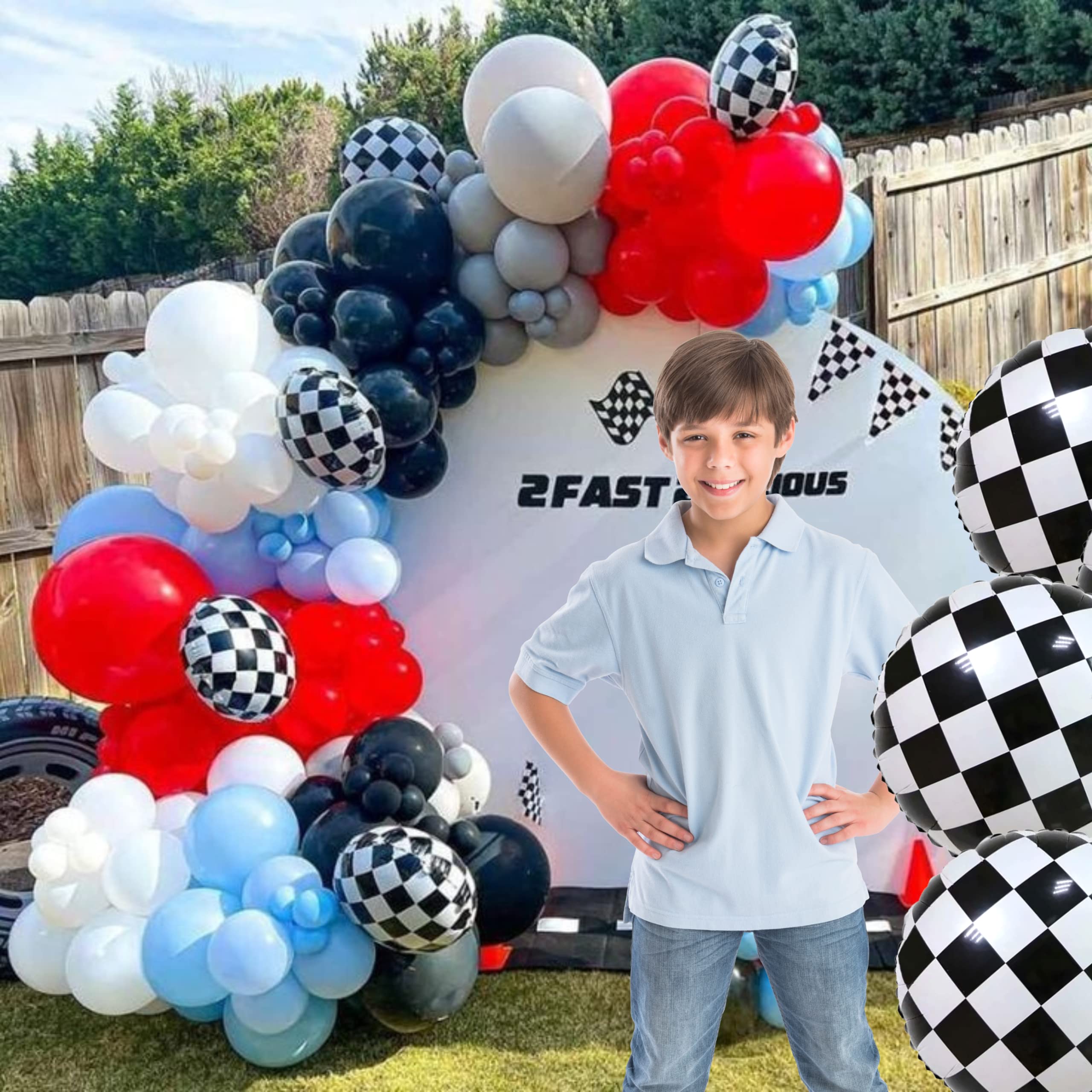 12PCS Checkered Racing Balloons 18 Inch Checkerboard Balloon Foil Balloon Aluminum Black White Balloon for Racing Themed Party Decoration 18 Inch Mylar Balloons Race Car Birthday Party Supplies