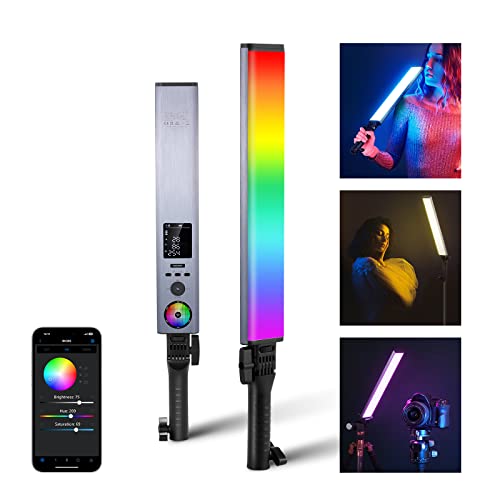 NEEWER RGB Light Wand with 2.4G/APP Control, Upgraded 360° Touchable RGBWW Hue Mixer Photography Handheld LED Video Lighting Stick with 2500K-10000K, CRI/TLCI97+, 18 Scenes, 7.4V/31Wh Battery, BH30S