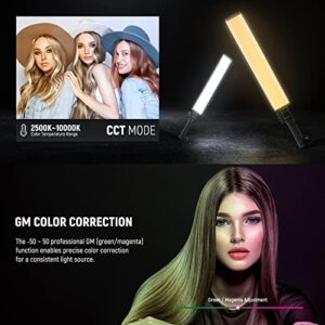 NEEWER RGB Light Wand with 2.4G/APP Control, Upgraded 360° Touchable RGBWW Hue Mixer Photography Handheld LED Video Lighting Stick with 2500K-10000K, CRI/TLCI97+, 18 Scenes, 7.4V/31Wh Battery, BH30S