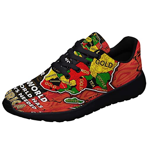 Proud Africa History Shoes for Men Women Running Sneakers Breathable Casual Sport Tennis Shoes Gift for Him Her Black Size 11.5