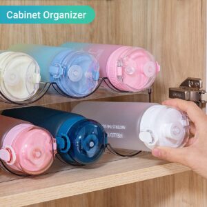 Stackable Water Bottle Organizer for Cabinet, Pantry, Freezer - Plastic Water Bottle Holder and Wine Rack Storage Organizer for Kitchen Countertops, Fridge - Holds 3 Bottles Each