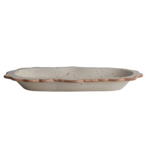 Creative Co-Op Speckled Stoneware Scalloped Edge, Ivory and Brown Platter