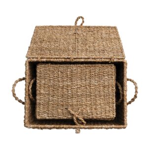 Creative Co-Op Woven Seagrass Storage, Set of 3 Sizes, Natural Trunk