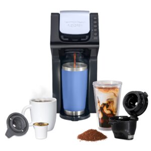 hamilton beach gen 4 flexbrew single-serve hot & iced coffee maker with removable reservoir, compatible with pod packs and grounds, 50 oz, 4 fast brewing options, black