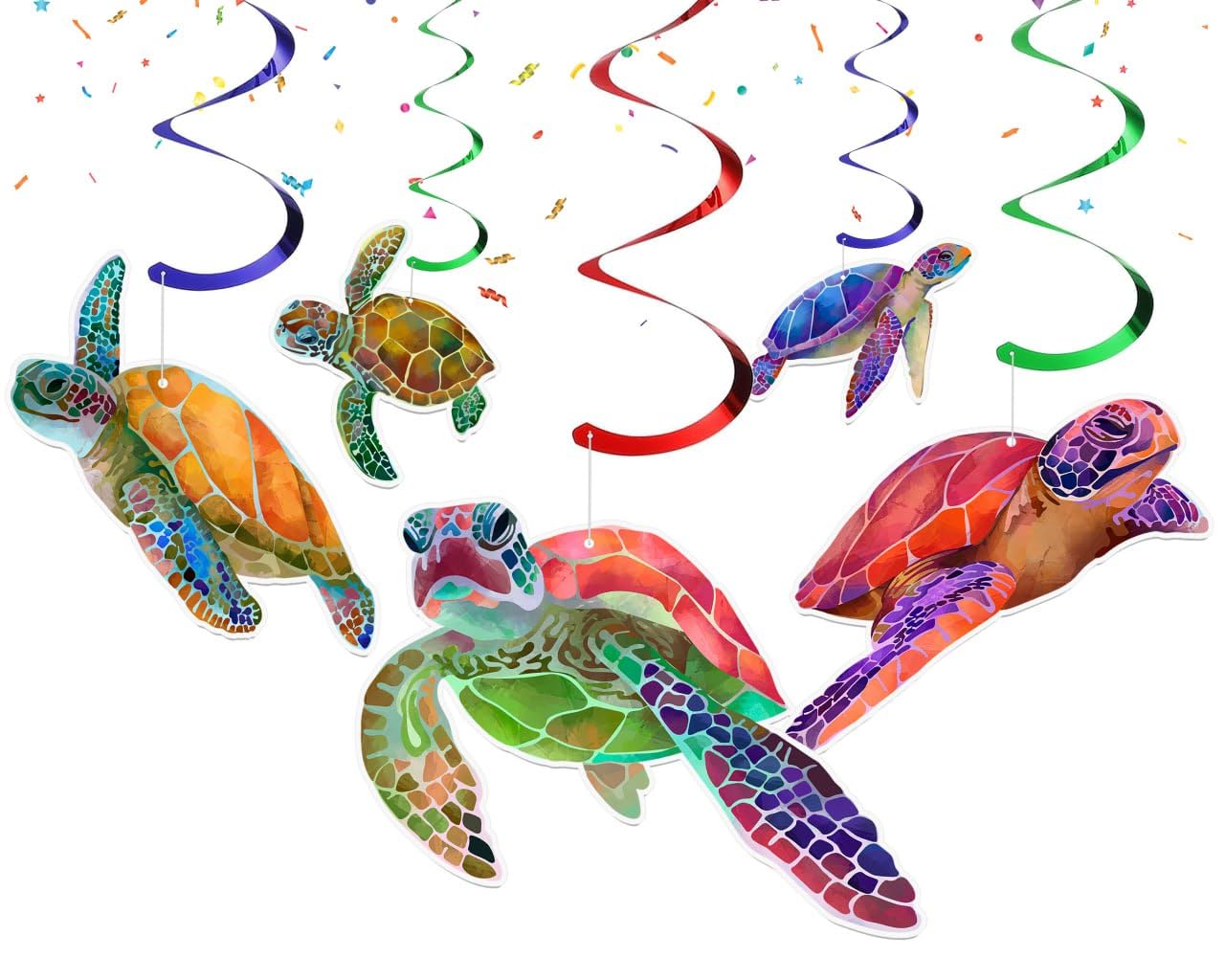 Turtle Swirls | Under The Sea Hanging Streamers Swirl for Baby Shower | Ocean Theme Birthday Party Supplies