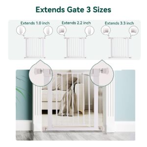 Babelio Baby Gate Extender Wall Protector, Extends 1-3.3 inches Pet & Dog Safety Gates, 4 Pack Pressure Mounted Gates Extension Kit, Work on Doorways, Stairs and Hallways (White)