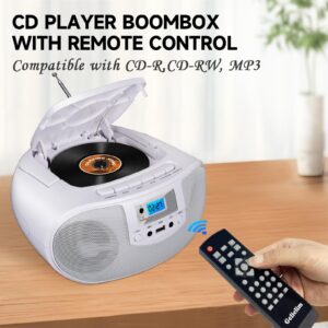 Gelielim CD Player Boombox, FM Radio with Bluetooth, Remote Control, Portable CD Player with Speakers, CD Players for Home with Headphone, Mic Jack Support CD-R/RW/MP3, USB, Gifts for Grandparent