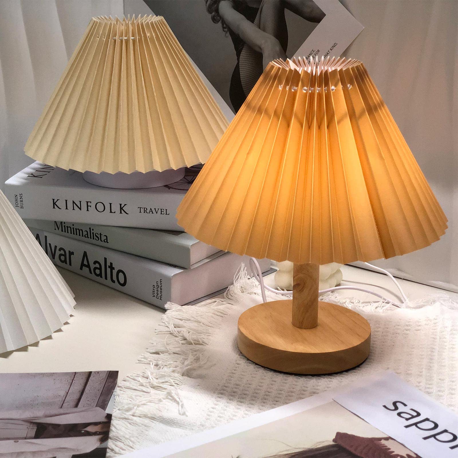 E27 Pleated Lamp Shade Replacement Fabric Table Floor Lamp Cover Light Cover for Bedroom Living Room