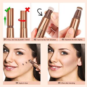 Mysense Liquid Contour Beauty Wand,Gel Cream Bronzer Stick,Blendable Matte Finish Shades Pencil,Long Lasting Smooth Moisturize Gliding Face Makeup,With A Sponge Tip,#01