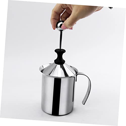 Kisangel 3pcs Hand Pump Milk Foamer Milk Frothing Pitchers coffee espresso milk frother cup Manual Milk Foamer espumador de leche Milk Maker concentrated coffee dual network milk foam cup