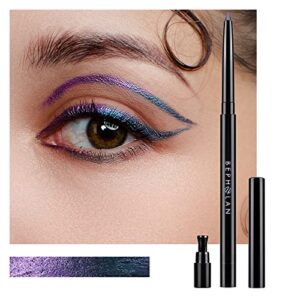 bepholan eyeliner pencil,purple eyeliner,colored eyeliners,metallic eyeliner,blue purple shifting colors glitter waterproof eyeliner,24h long-lasting pen,purple-blue (northern light)