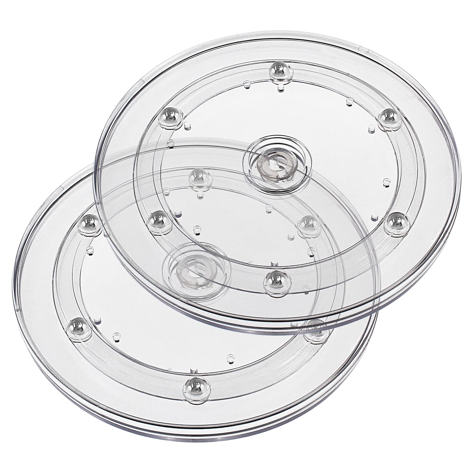 Jersvims 2Pcs 4 Inch Acrylic Turntable Platter, Transparent Turntable Organizer Round Rotating Plate for Kitchen Pantry Cabinet Desk Rack Spice Cake Cookie Decorating