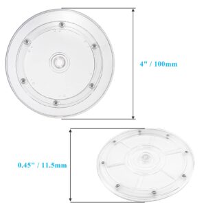 Jersvims 2Pcs 4 Inch Acrylic Turntable Platter, Transparent Turntable Organizer Round Rotating Plate for Kitchen Pantry Cabinet Desk Rack Spice Cake Cookie Decorating