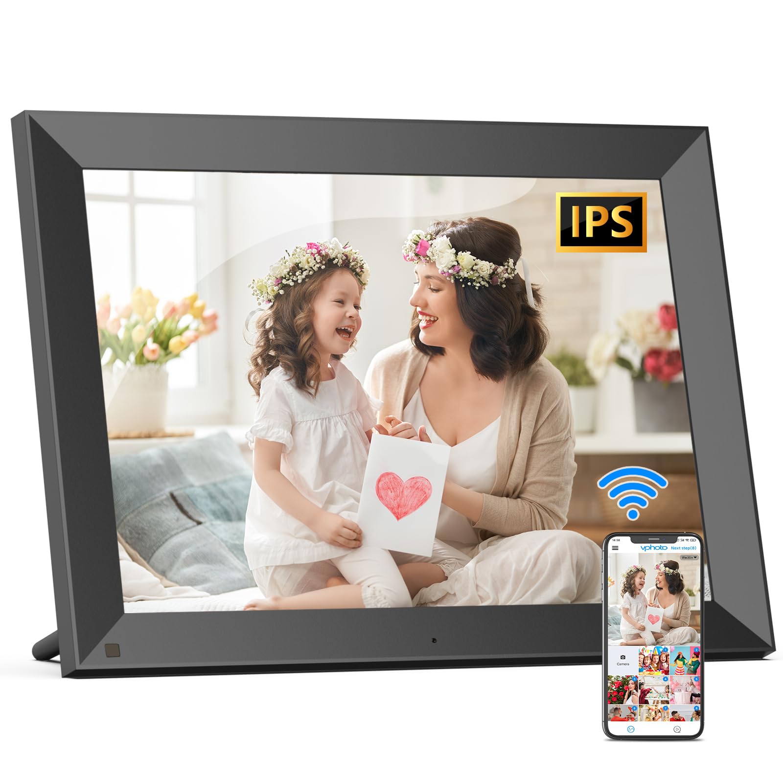 Fullja WiFi Large Digital Picture Frame 15 inch - Digital Picture Frames, Motion Sensor, Send Photos Videos Loads from Phone with App Email to Smart Picture Frame, Wall Mounted, Gift for Grandparents