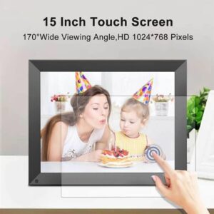 Fullja WiFi Large Digital Picture Frame 15 inch - Digital Picture Frames, Motion Sensor, Send Photos Videos Loads from Phone with App Email to Smart Picture Frame, Wall Mounted, Gift for Grandparents