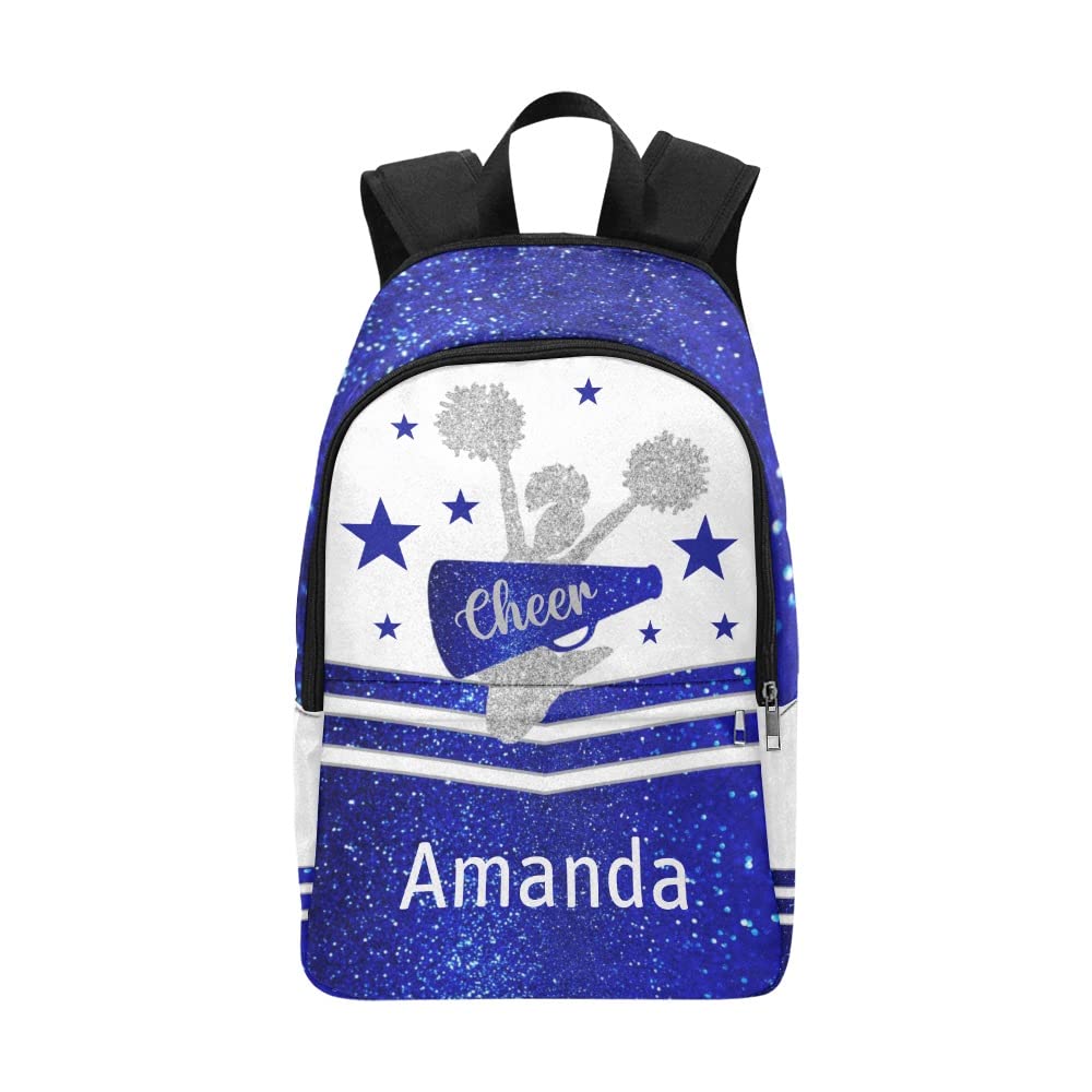 XOZOTY Blue Bling Print Cheerleader Stars Backpack Personalized Name Shoulder Bag Travel Daypack for Gift