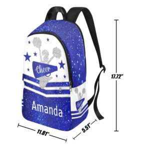 XOZOTY Blue Bling Print Cheerleader Stars Backpack Personalized Name Shoulder Bag Travel Daypack for Gift