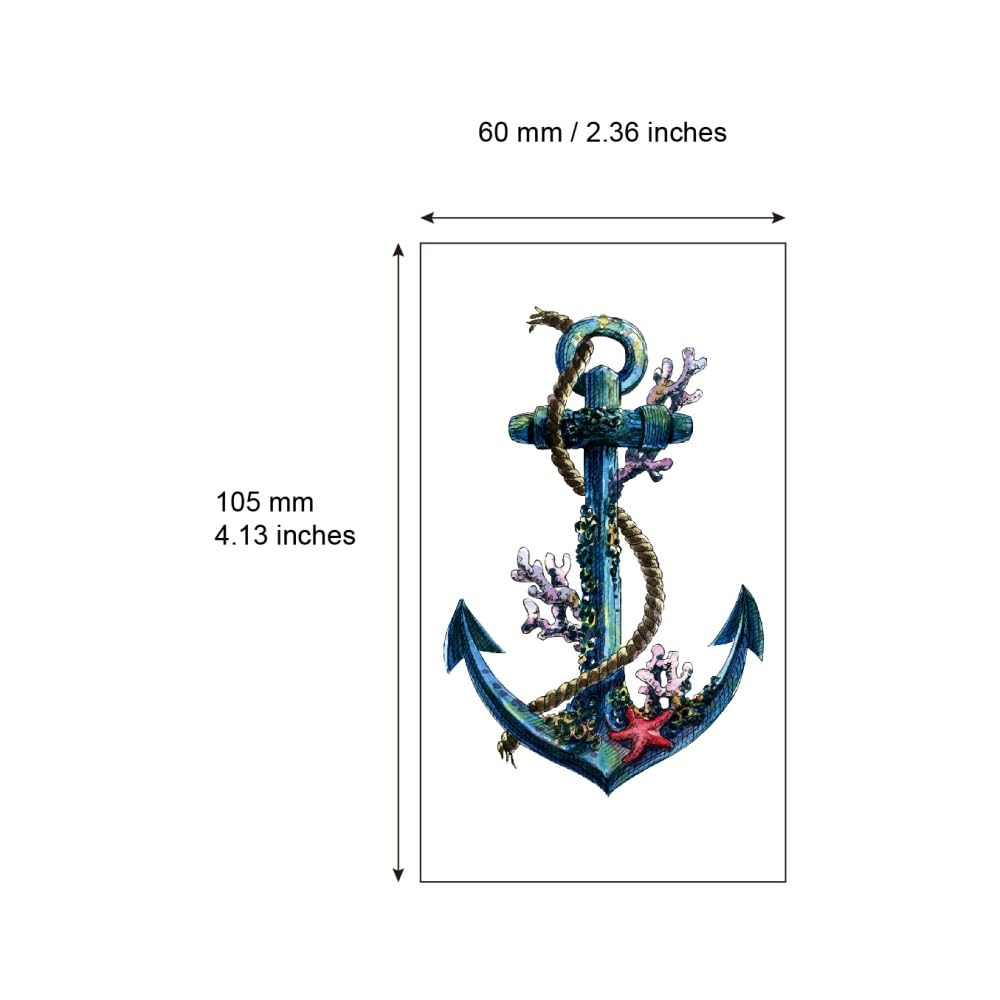 SanerLian Anchor Ship Temporary Tattoo Sticker Waterproof Vintage Adult Men Women Hand Arm Shoulders Body Art 10.5X6cm Set of 24 (SF188)