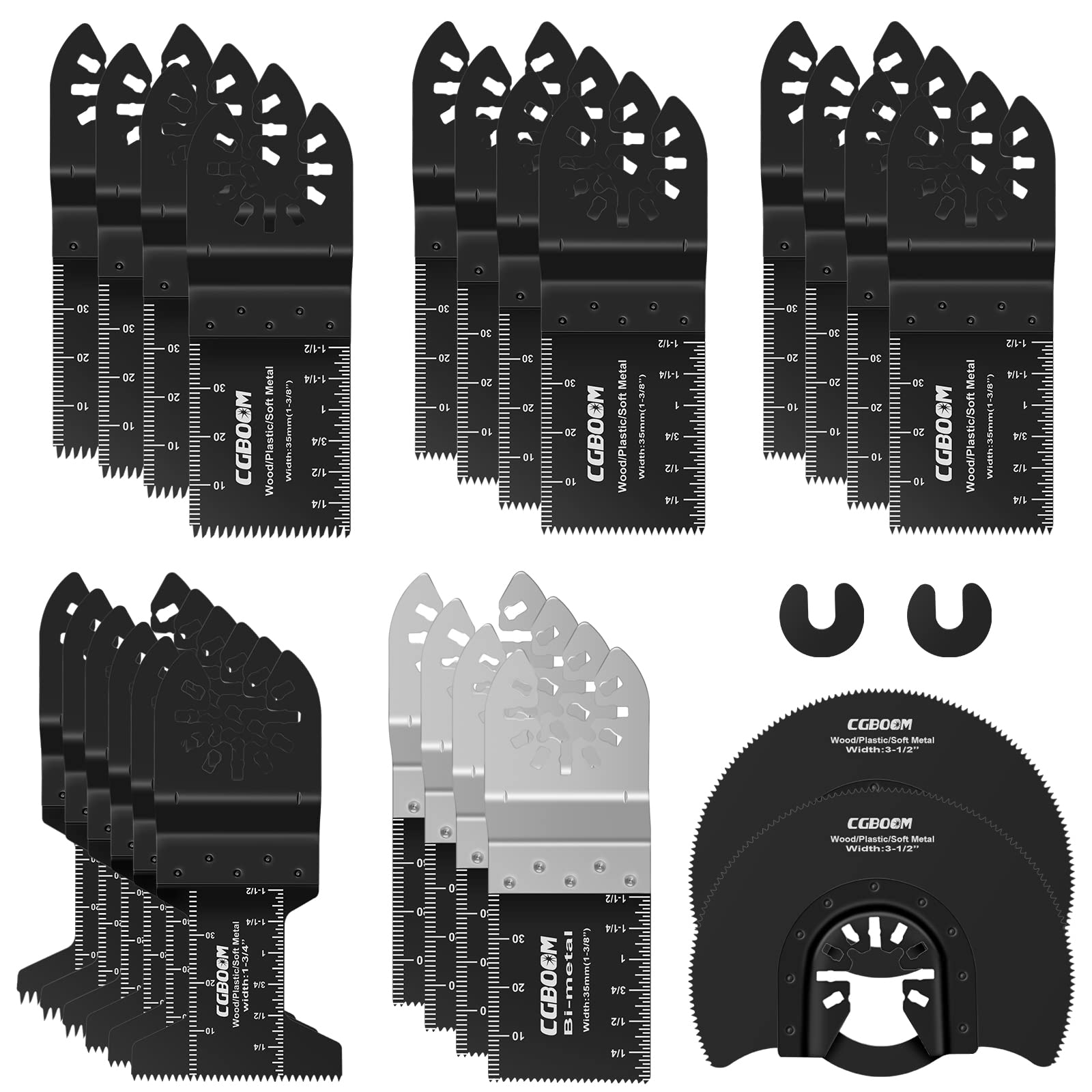 CGBOOM 26pcs Oscillating Saw Blades, Universal Wood Metal Oscillating Multitool Quick Release Saw Blades fit Dewalt Dremel Bosch Makita Fein Multimaster