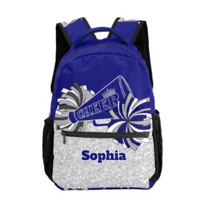 sunfancycustom custom cheerleader blue white personalized causual shoulder bag sports leisure camping backpack for women men