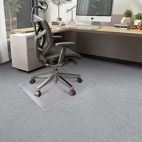 LUMDERIO Chair Mat for Computer Desk, Flat Without Curling, Office Carpeted Floor Mats for Low Pile Carpet 23.5 X 17.5 inches