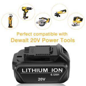 Lipop 2-Pack 6.5Ah Replacement for Dewalt 20v Battery Compatible with 20v Dewalt Batteries DCB205 DCB206 DCB200 DCB204 DCB180 Cordless Power Tools