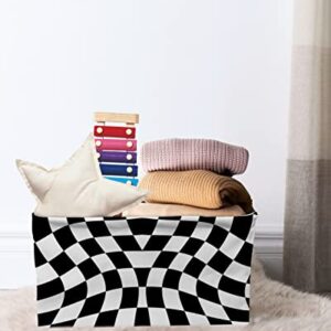 Black and White Checkered Storage Basket Waterproof Cube Storage Bin Organizer with Handles, Modern Irregular Geometric Collapsible Storage Cubes Bins for Clothes Books Toys 15"x11"x9.5", 2 Pcs