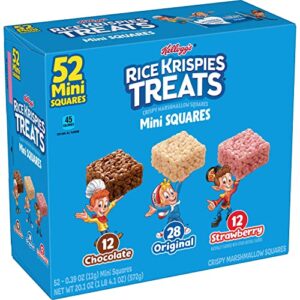 rice krispies treats mini squares, kids snacks, lunch snacks, variety pack, 20.1oz box (52 bars)