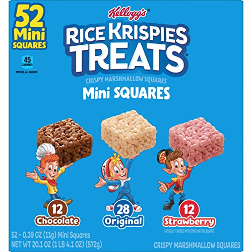 Rice Krispies Treats Mini Squares, Kids Snacks, Lunch Snacks, Variety Pack, 20.1oz Box (52 Bars)