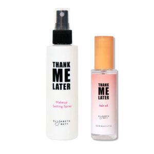 elizabeth mott - thank me later makeup setting spray 3.21oz and thank me later hair oil 80ml (2-pack bundle)