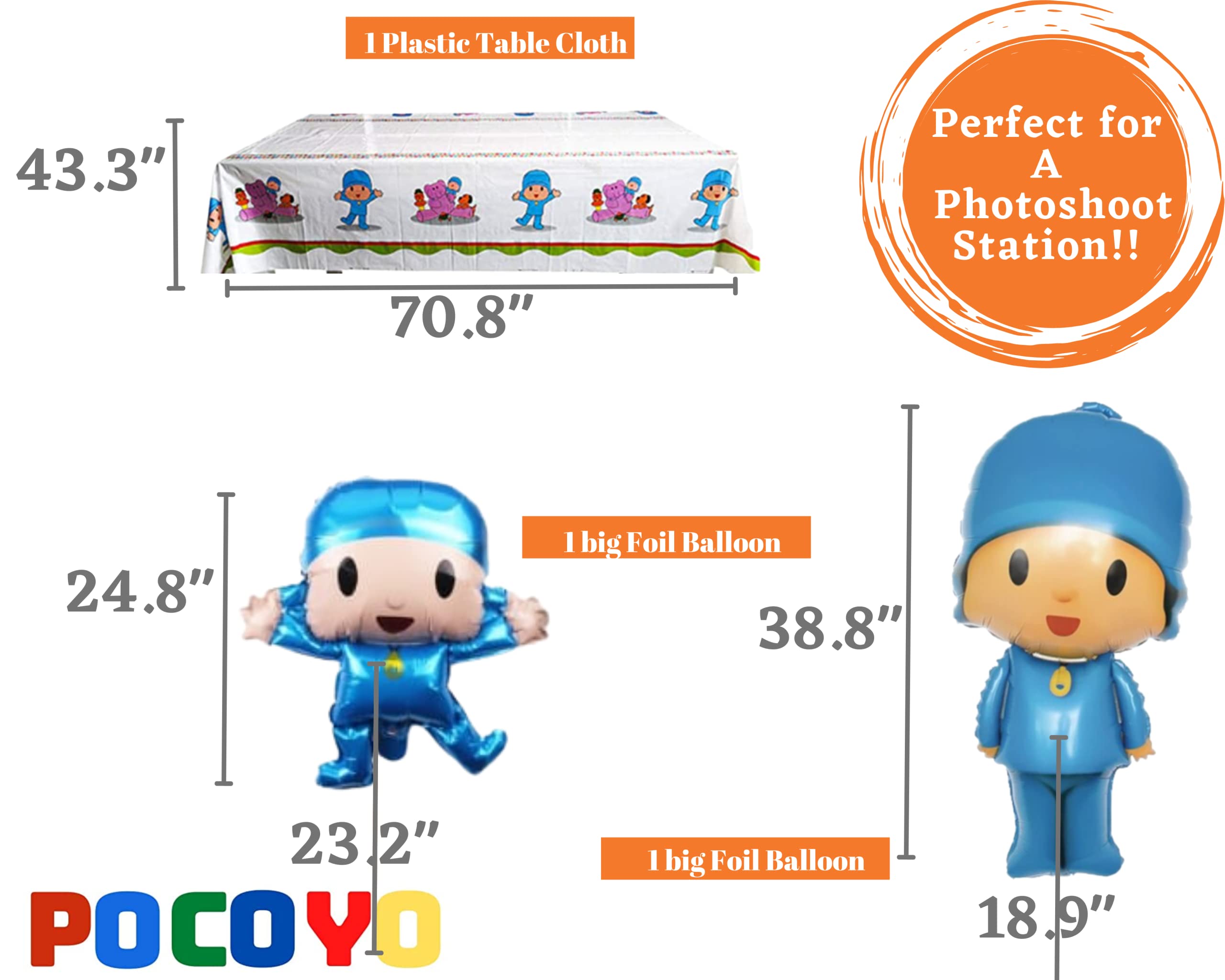 Pocoyo and Friends theme party decorations balloons Birthday Party Supplies. Pocoyo. Baby Shower decorations. Pocoyo and friends cupecake topper and table cloth or tablecover 24 cupcake toppers. Pato, Elly, Loula, Sleepy Bird, and Baby Bird.