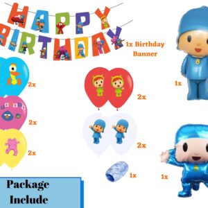 Pocoyo and Friends theme party decorations balloons Birthday Party Supplies. Pocoyo. Baby Shower decorations. Pocoyo and friends cupecake topper and table cloth or tablecover 24 cupcake toppers. Pato, Elly, Loula, Sleepy Bird, and Baby Bird.