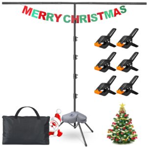 Svopy T-Shape Backdrop Stand Kit - 8 x 5.3ft Adjustable Photo Backdrop Stand - Portable Sturdy Back Drop Stand for Photoshoots, Parties, Wedding and Decoration with 6 Spring Clamps, Sandbag, Carry Bag