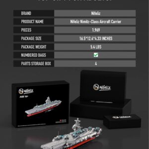 Nifeliz Nimitz-Class Aircraft Carrier, Military Warship Building Model Toy with Technology Components, USS George H.W. Bush Display Set for Adults and Teens (1,969 Pieces)