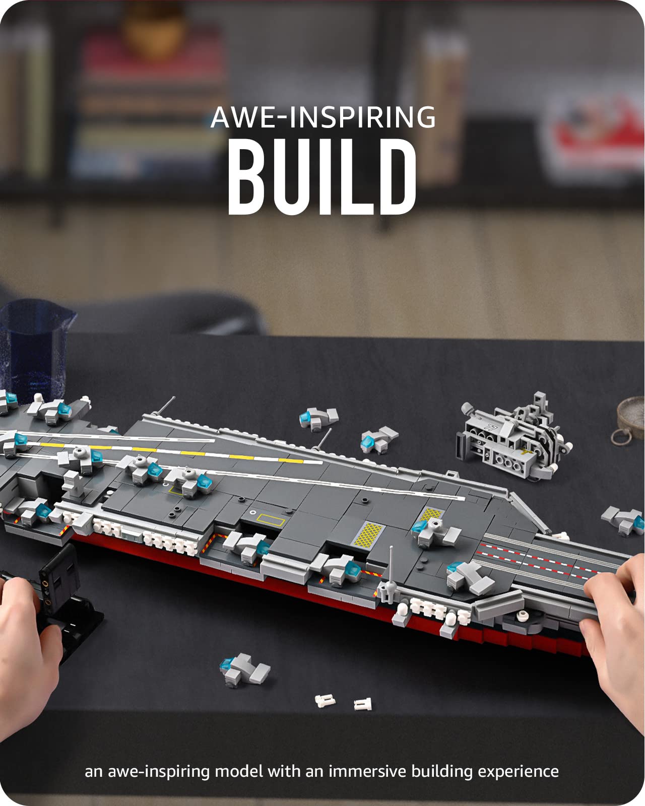 Nifeliz Nimitz-Class Aircraft Carrier, Military Warship Building Model Toy with Technology Components, USS George H.W. Bush Display Set for Adults and Teens (1,969 Pieces)