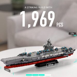 Nifeliz Nimitz-Class Aircraft Carrier, Military Warship Building Model Toy with Technology Components, USS George H.W. Bush Display Set for Adults and Teens (1,969 Pieces)