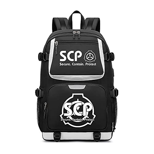 TPSTBAY SCP Foundation Large Daypack Cartoon Bookbag Unisex Travel Bagpack Oxford Laptop Backpack with USB Port(3)