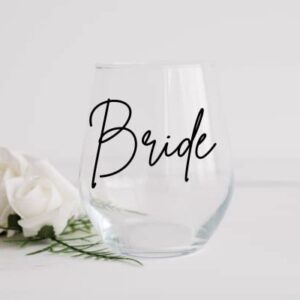 Bride Stemless Wine Glass, Bride Wine Glass, Gift for Bride, Gift for Her, Wedding Gift