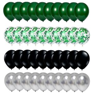 dark green black silver balloon,12inches green black latex metallic balloons jungle safari themed party balloon for video gaming party,soccer football birthday graduation baby show party decorations