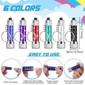 100 Pcs Mini Flashlight Keychains 5 Bulbs LED Flashlight Bright Pocket LED Keychain Colorful Mini Flashlight Toy for Kid Party Favors Home Office Camping Travel Read, Battery Included (Stylish Style)