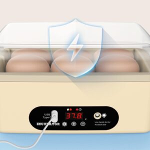 Leefasy Portable Digital Egg Incubator Egg Turner Tray USB Rechargeable Poultry Brooder Desktop Poultry Hatcher for Hatching Parakeet Turkey Pigeon, 5 Auto Egg Turning